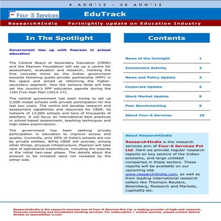 Four s fortnightly education track 6th august - 20th august 20123 | PDF