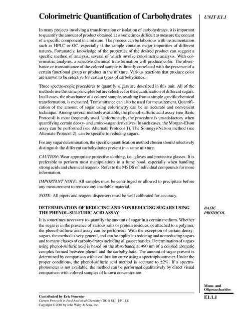 Estimation of total carbohydrate | PPTX