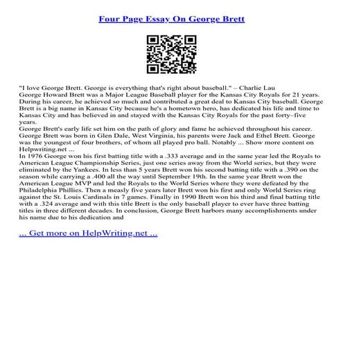 Four Page Essay On George Brett | PDF