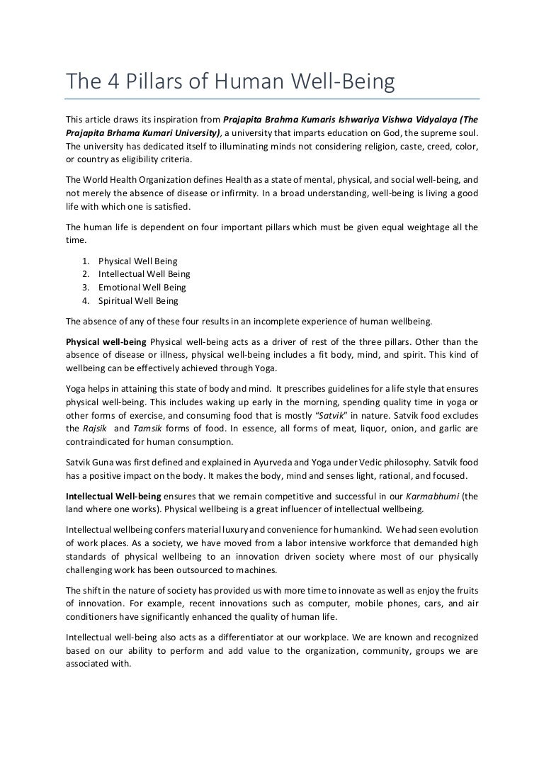 Four Pillars of Human Well-Being