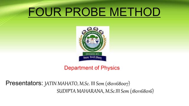 Resistivity of semiconductor by four probe method.pptx