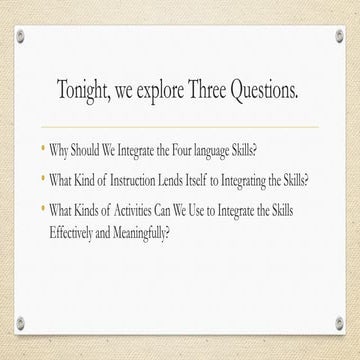 Integrating the Four Language Skills for Effective ESL Instruction | PPTX