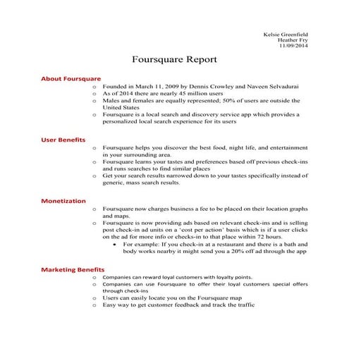 Foursquare Report | PDF