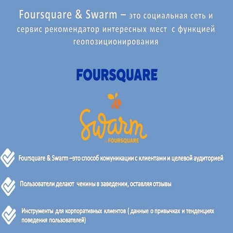 Foursquare & Swarm для бизнеса | PPT