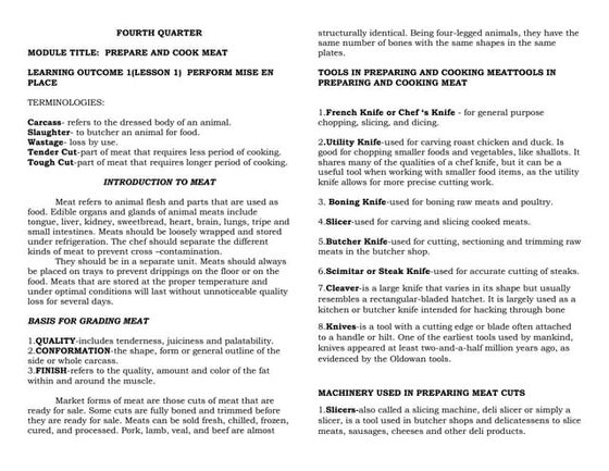 Introduction to Meat Cookery | PPT