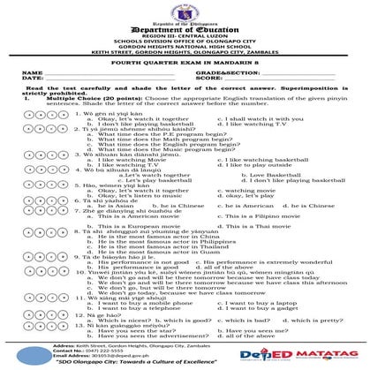 FOURTH QUARTER EXAM IN MANDARIN 8_revised.docx