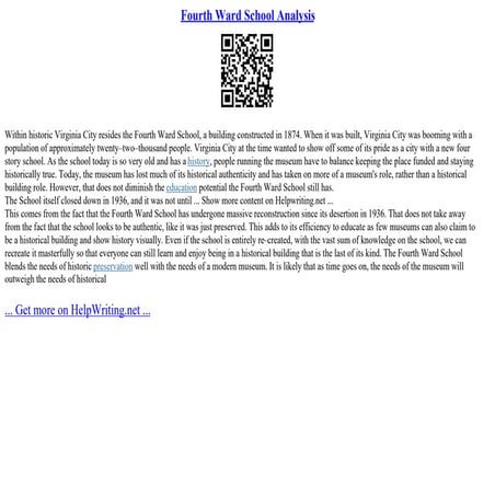 Fourth Ward School Analysis | PPT