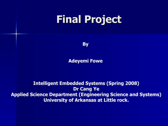 Intelligent Embedded Systems (Robotics) | PPT Intelligent Embedded Systems (Robotics) | PPT
