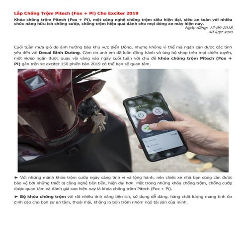 Lắp Chống Trộm Pitech (Fox + Pi) Cho Exciter 2019 | PDF