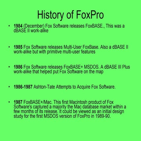 Fox Pro Boot Camp Session1 | PPT