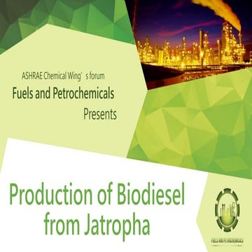 Production of Bio-diesel from Jatropha | PPTX