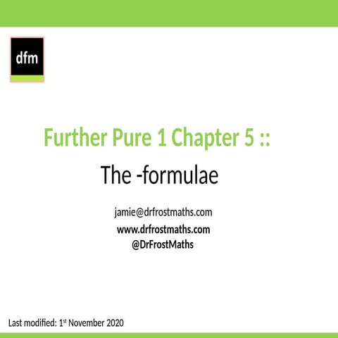 FP1-Chapter-tFormulae Dr Frost What are 𝑡-formulae, and why use? | PPTX