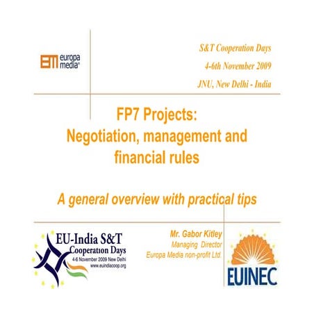 FP7 project negotiation, management and financial rules | PPT