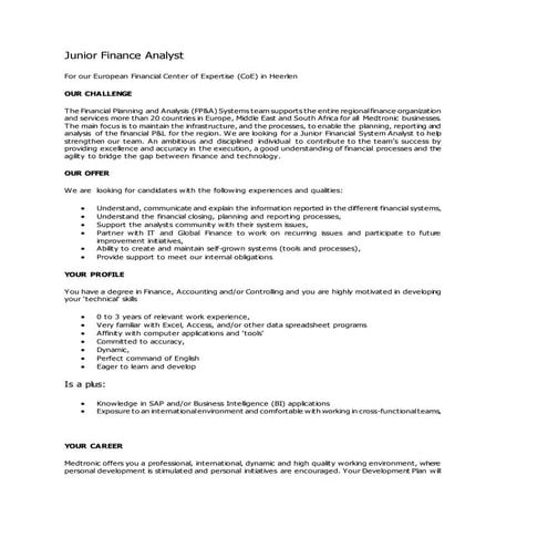 Fpa junior systems analyst aug 2016 | DOCX