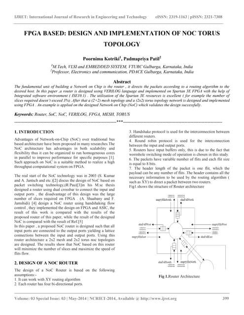 Design and Performance Analysis of 8 x 8 Network on Chip Router | PDF