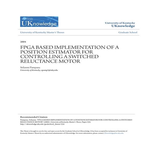 Fpga Based Implementation Of A Position Estimator For Controlling Pdf