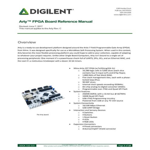 FPGA Board (Xilinx Arty A7 -35 T) User Guide.pdf