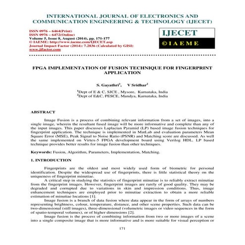 Fpga Implementation Of Fusion Technique For Fingerprint Application Pdf 