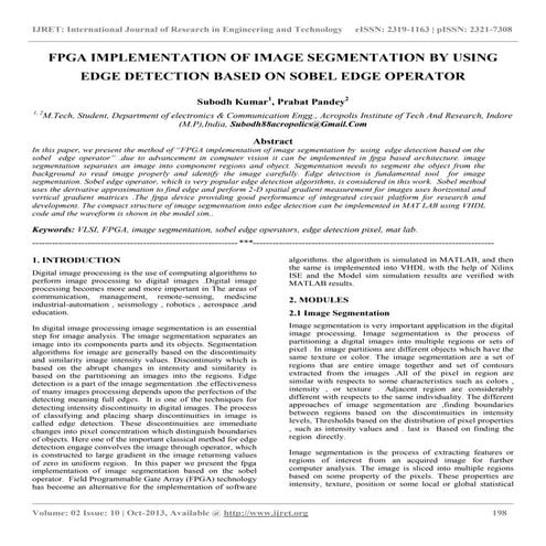 Fpga Implementation Of Image Segmentation By Using Edge Detection Based On Sobel Edge Operator Pdf 4235