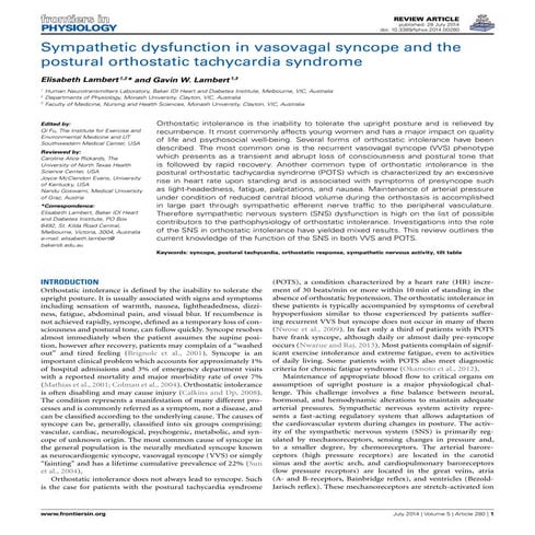 Sympathetic dysfunction in vasvogal syncope and the postural orthostatic tachycardia syndrome | PDF