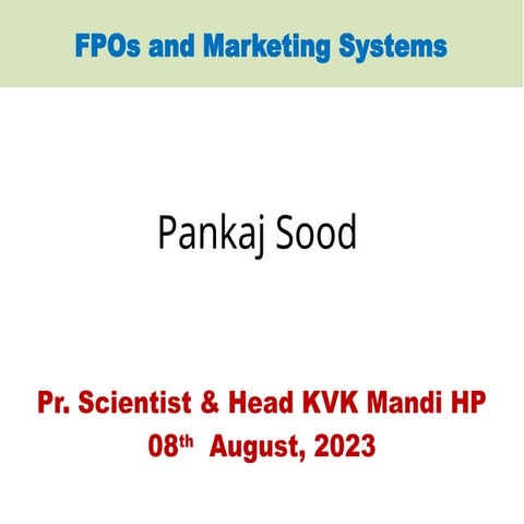 Farmer producer organization (fpo) | PPTX