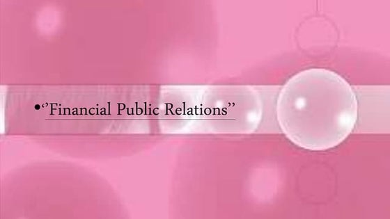 Overview of Public Relations for Financial Sector | PPT