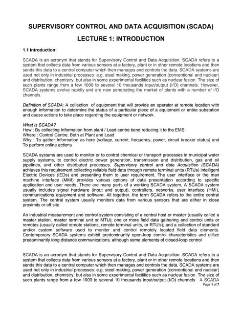 A presentation on scada system | PDF