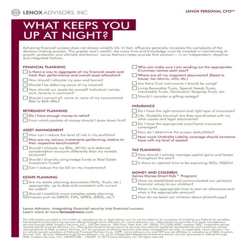 Lenox Personal CFO: What Keeps You Up at Night? | PDF
