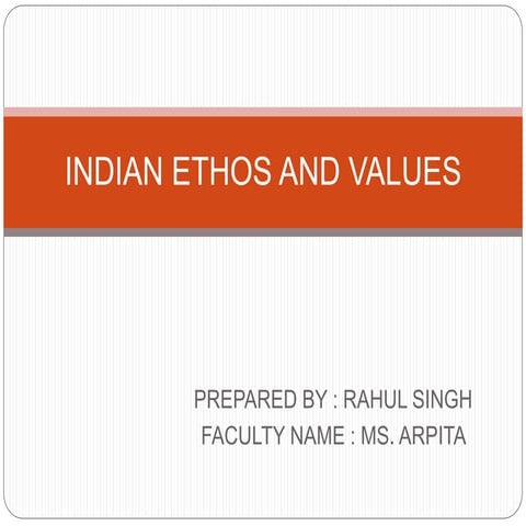 Indian Ethos and Values (Business Ethics) - BAF | PPT