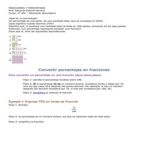 Fracciones y porcentajes | DOCX