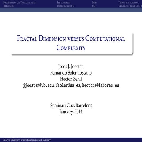 Fractal Dimension Versus Computational Complexity Ppt