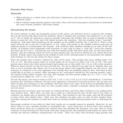 Fraction Nim | PDF