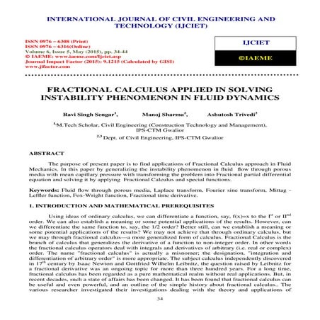 FRACTIONAL CALCULUS APPLIED IN SOLVING INSTABILITY PHENOMENON IN FLUID ...