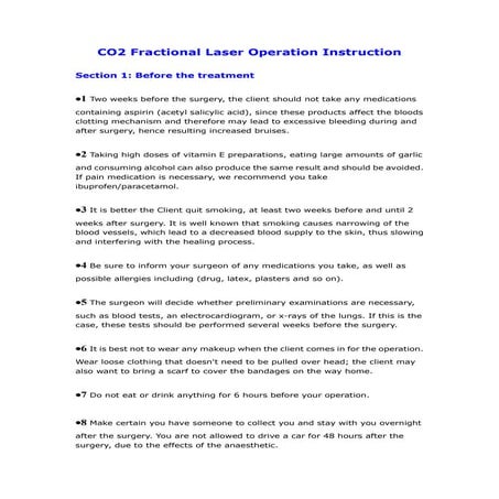 Fractional co2 laser operation instruction | PDF