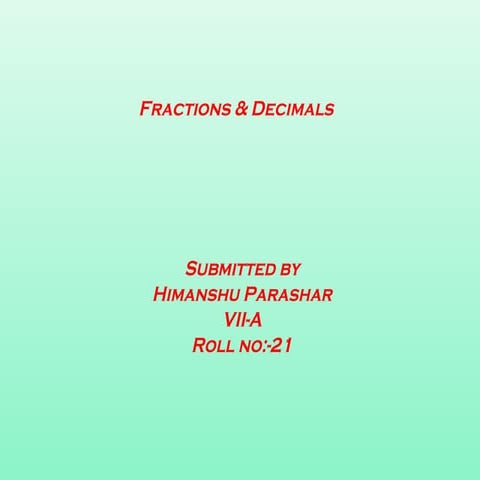 Fractions and decimals | PPT