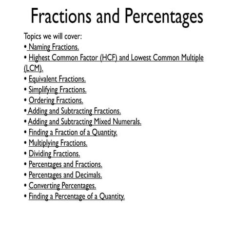 Fractions and Percentages | KEY