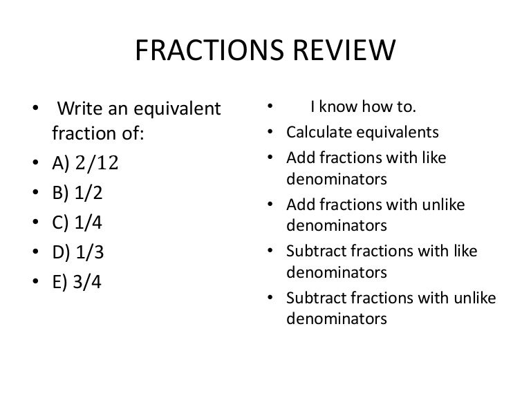 Fractions review