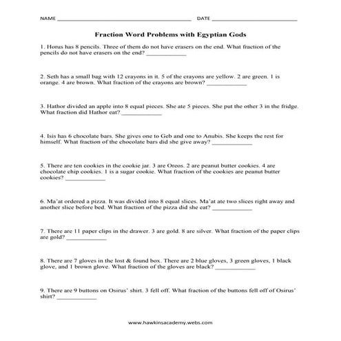 Fraction word problems | DOCX