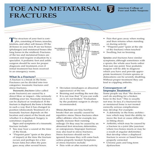 Fractures toes metatarsals | PDF