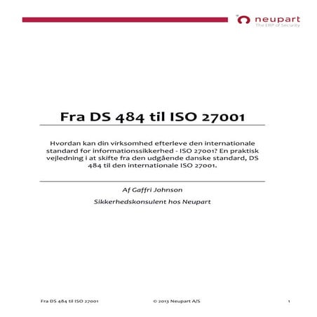 Fra DS484 til ISO27001 | PDF