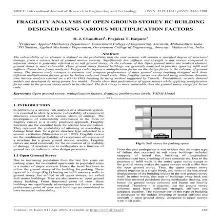 Fragility analysis of open ground storey rc building designed using ...