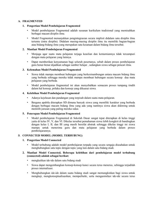 Ppt pembelajaran terpadu model threaded | PPTX