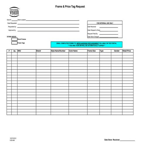 Frame and price tag request | PDF