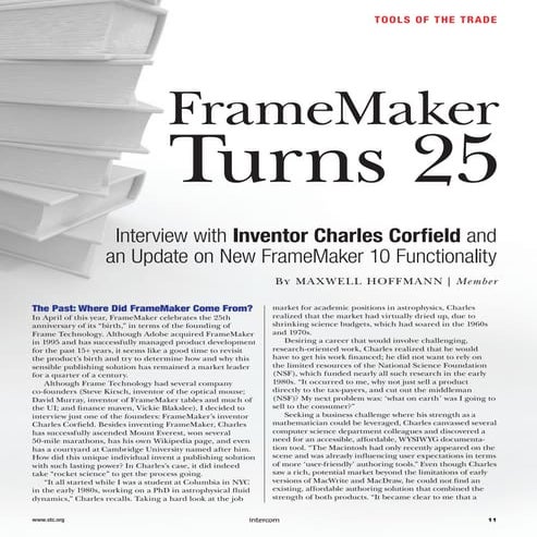 Frame Maker Turns 25 Maxwell Hoffmann (Interview With Inventor Charles ...