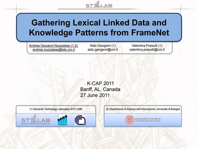 Gathering Lexical Linked Data And Knowledge Patterns From Framenet Ppt