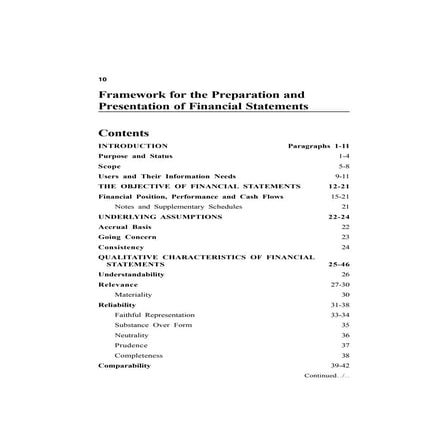 Framework for the preparation and presentation of financial statements ...