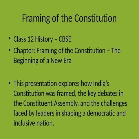 Framing The ConstitutIon PPT CLASS 12 | PPT