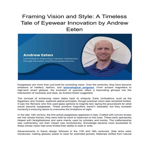 Framing Vision and Style_ A Timeless Tale of Eyewear Innovation by ...
