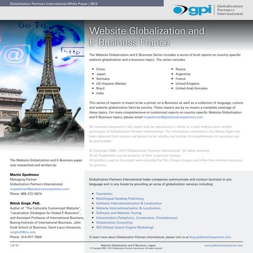 Website Globalization and E Business France | PDF