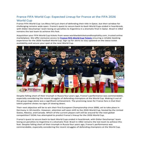 France FIFA World Cup Expected Lineup for France at the FIFA 2026 World ...